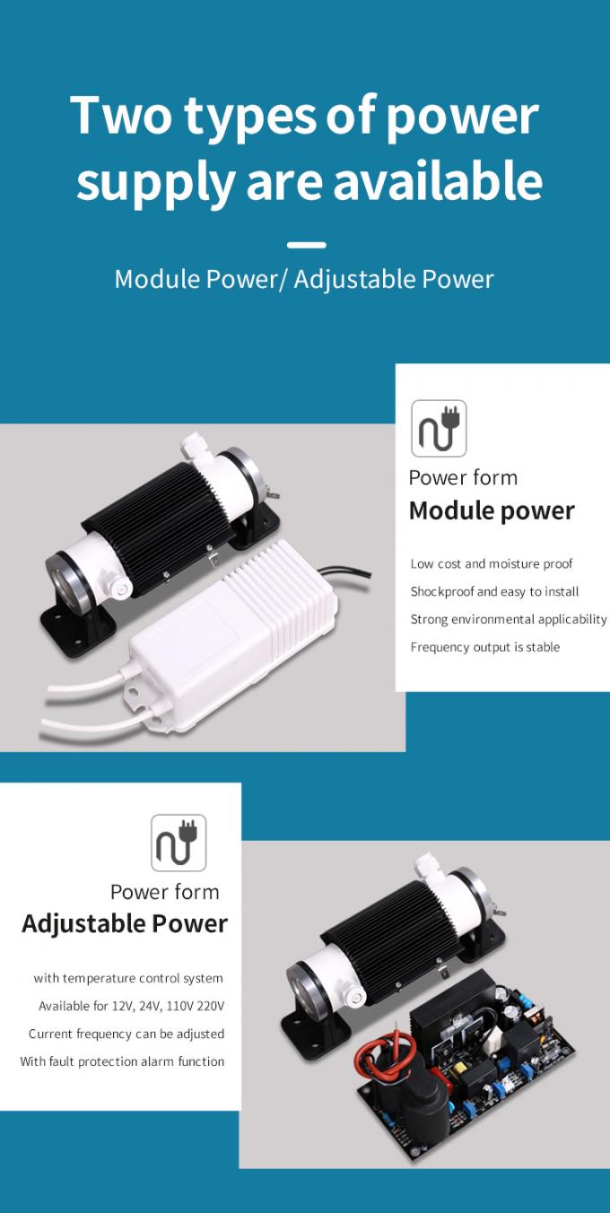 Adjustable Ozone Generator Parts 3g 7g Output Air Cooling Ceramic Ozone Tube